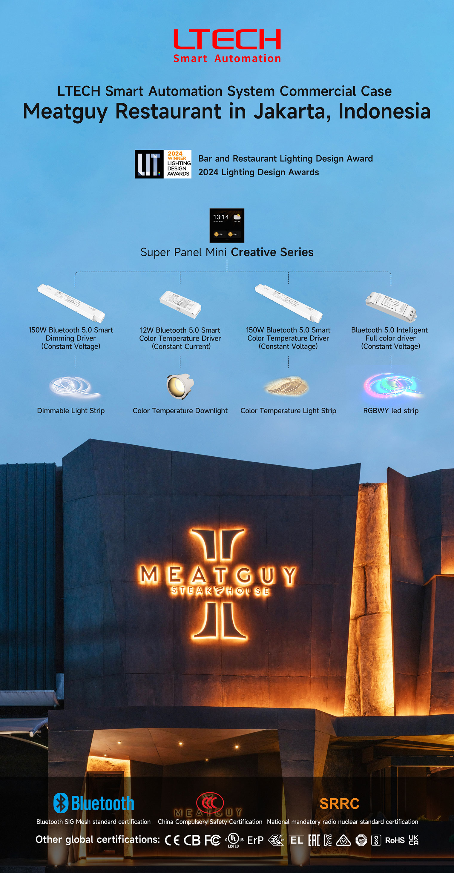 LTECH Smart Automation System Full Wireless Commercial Solution | 500㎡ Meatguy Restaurant in ...